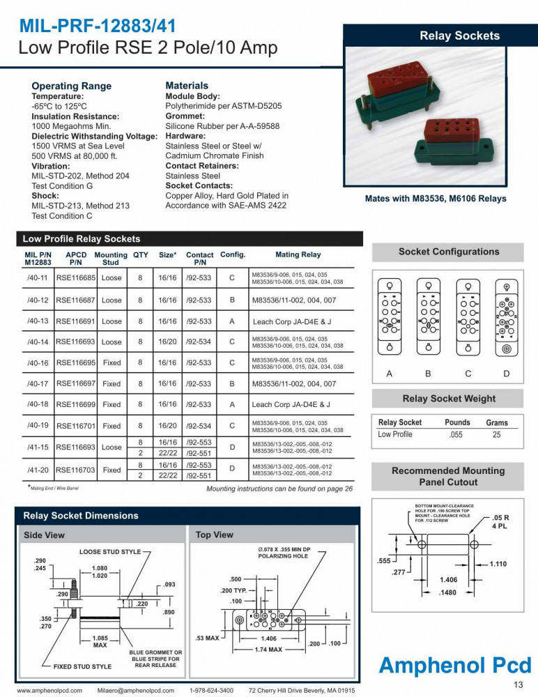 Amphenol Pcd relay socket document page 8