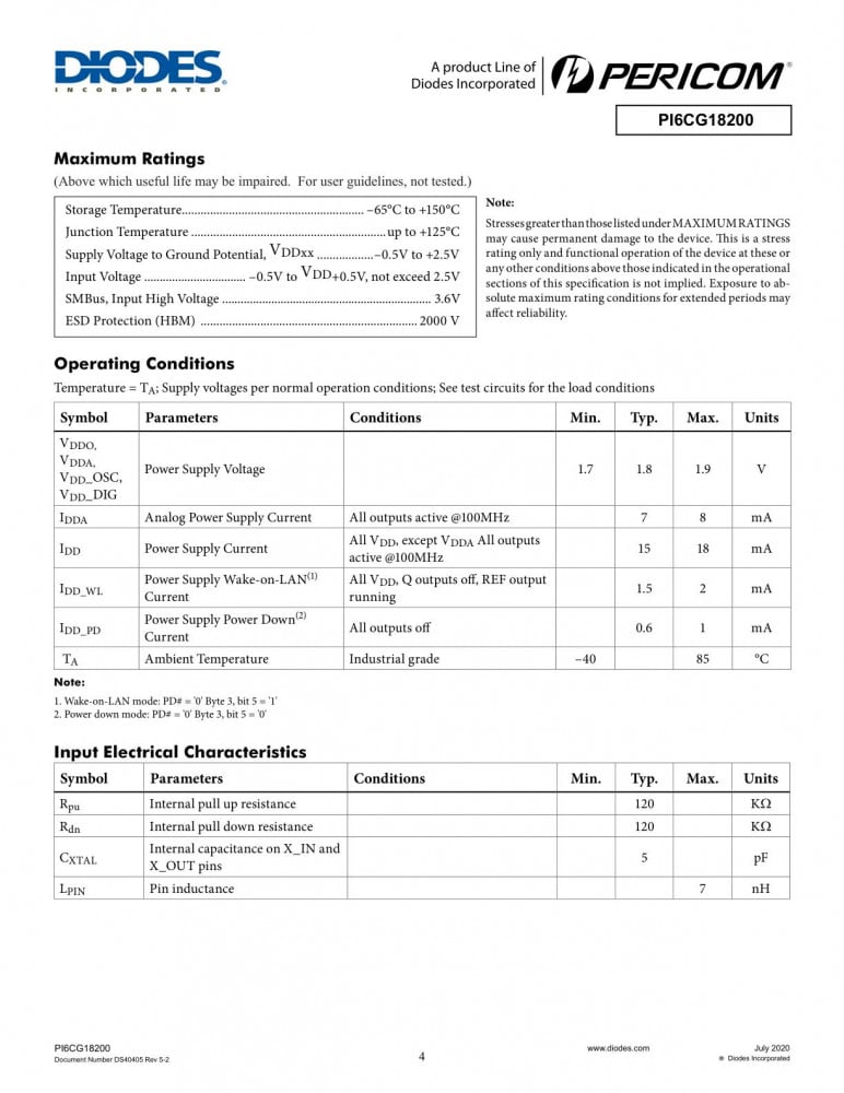 PI6CG18200 datasheet page 4