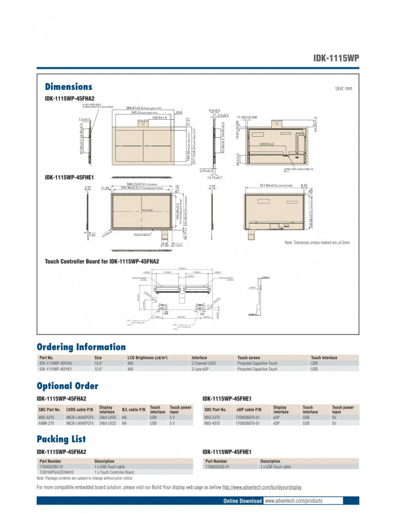 IDK-1115WP technical document page 2