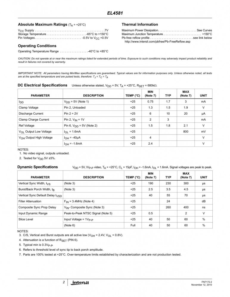EL4581CS datasheet page 2