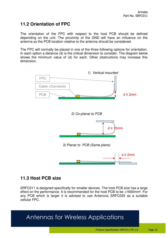 Antenova SRFC011 technical document page 10