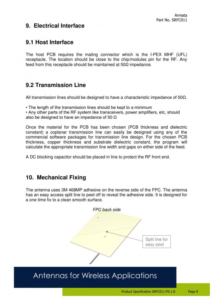 Antenova SRFC011 technical document page 8