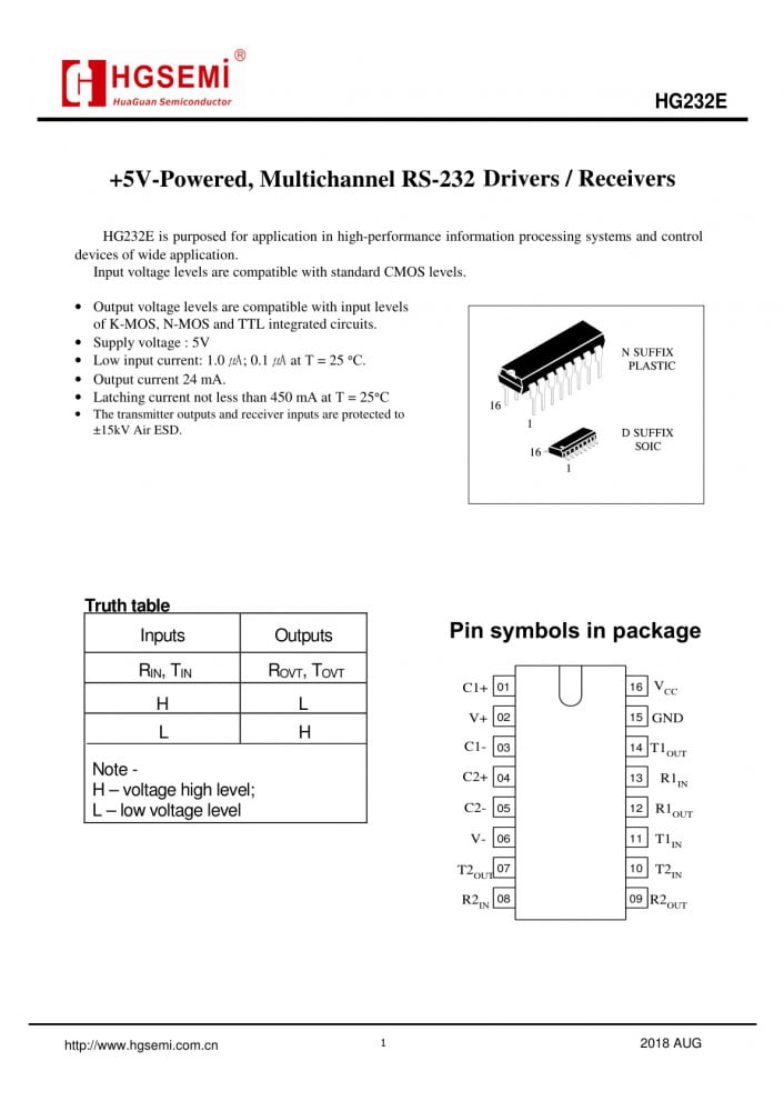 HG232EM/TR datasheet page 1