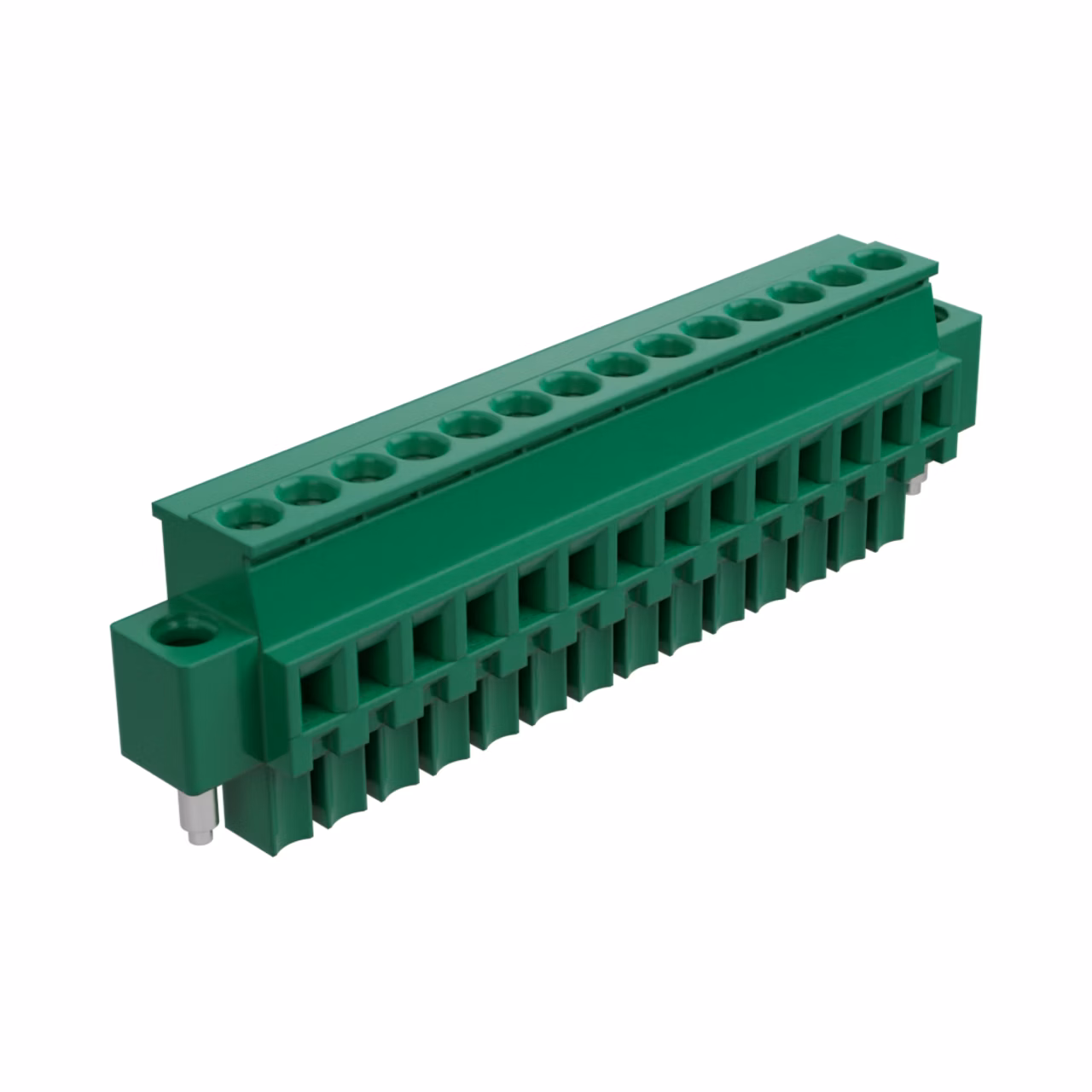 3.81mm Pitch Eurostyle Vertical Plug, with Retention Screws and Reverse Imprinting, Rear Wire Entry, Green Housing, Gold (Au) Plated, 14 Circuits for sale