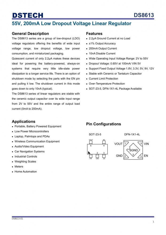 DS8613 datasheet page 1