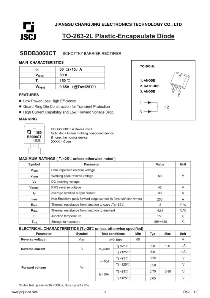 SBDB3060CT datasheet page 1