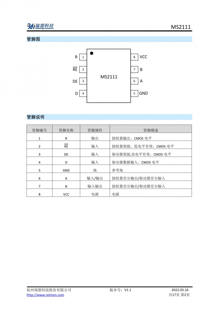 MS2111 datasheet page 2