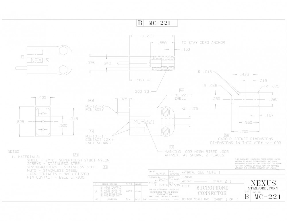 Amphenol MC-221 technical document page
