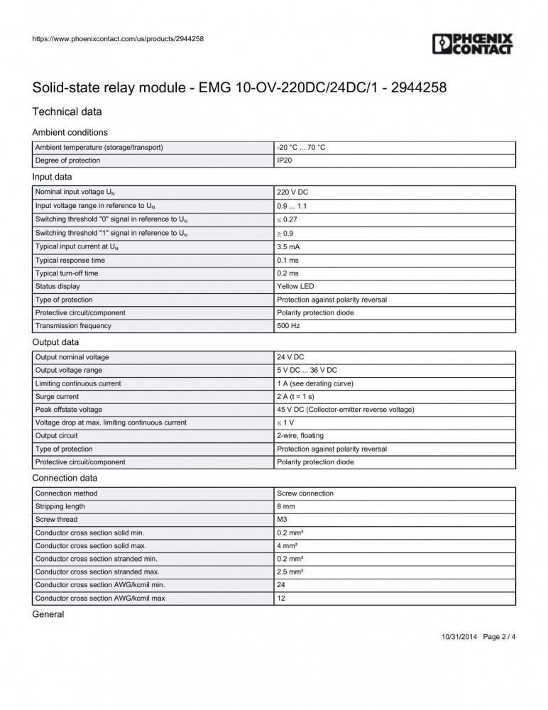 Phoenix Contact 2944258 technical document page 2