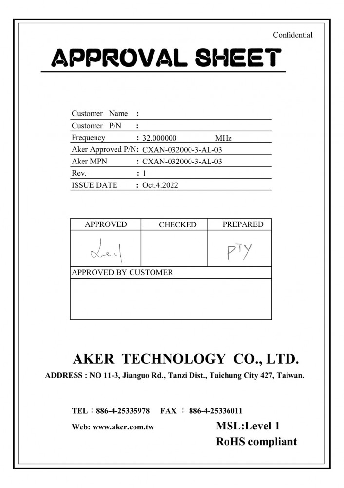CXAN-032000-3-AL-03 approval sheet page 1