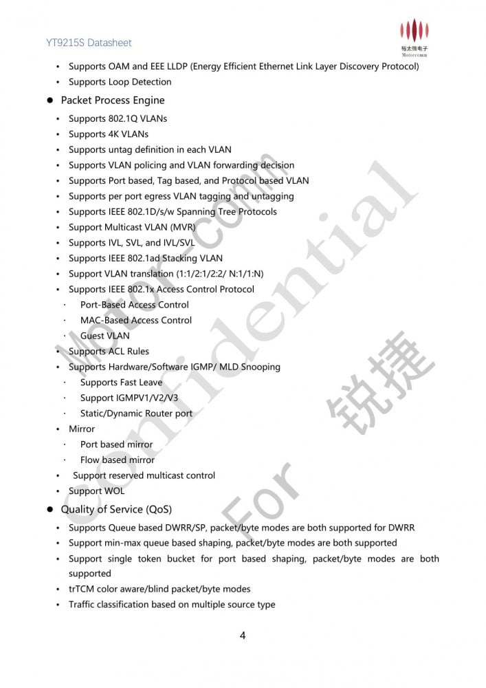 Motorcomm YT9215S datasheet page 5