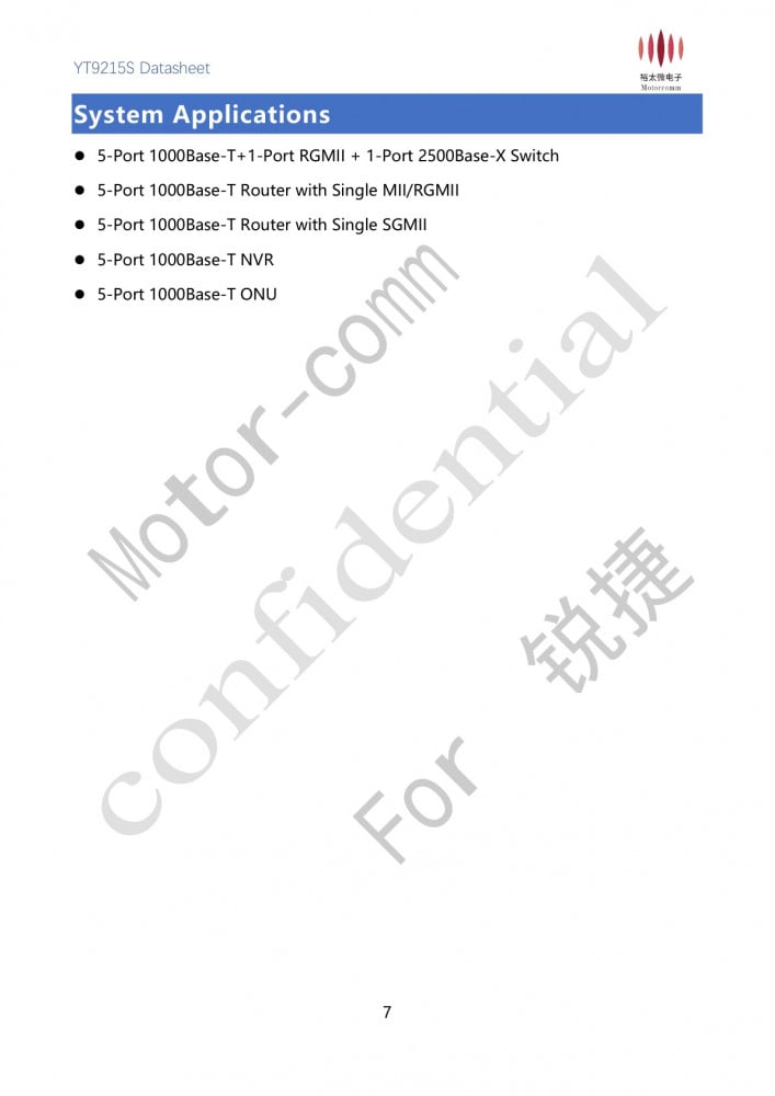 Motorcomm YT9215S datasheet page 8