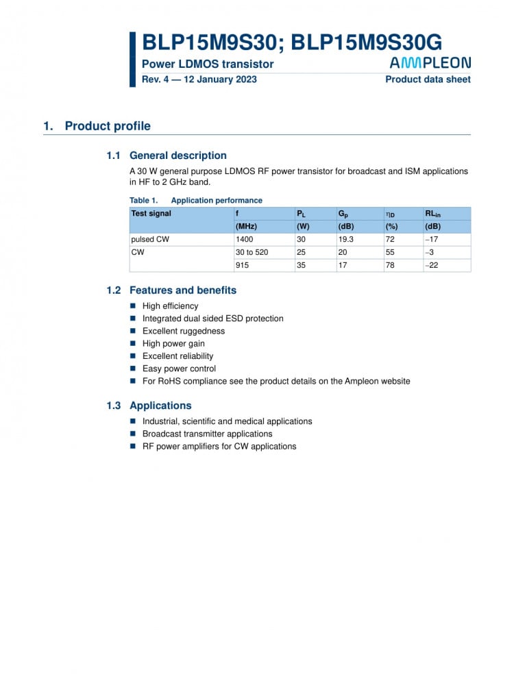 BLP15M9S30GXY datasheet page 1