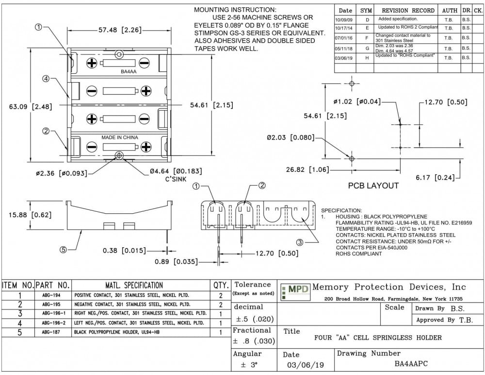MPD BA4AAPC technical drawing page