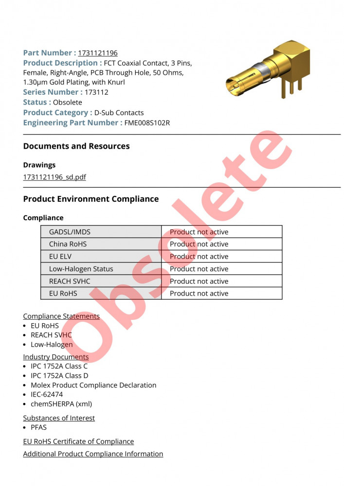 MOLEX 1731121196 technical document page 1