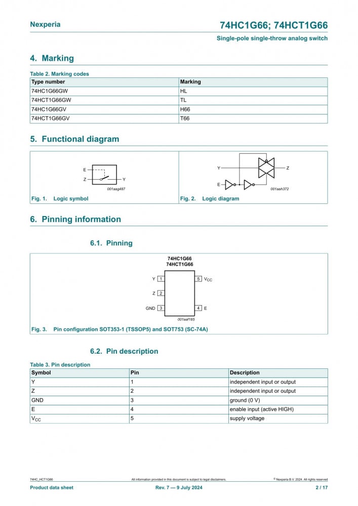 74HC1G66 datasheet page 2