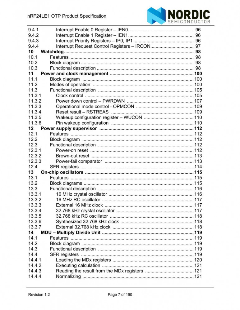 NRF24LE1 OTP specification page 7