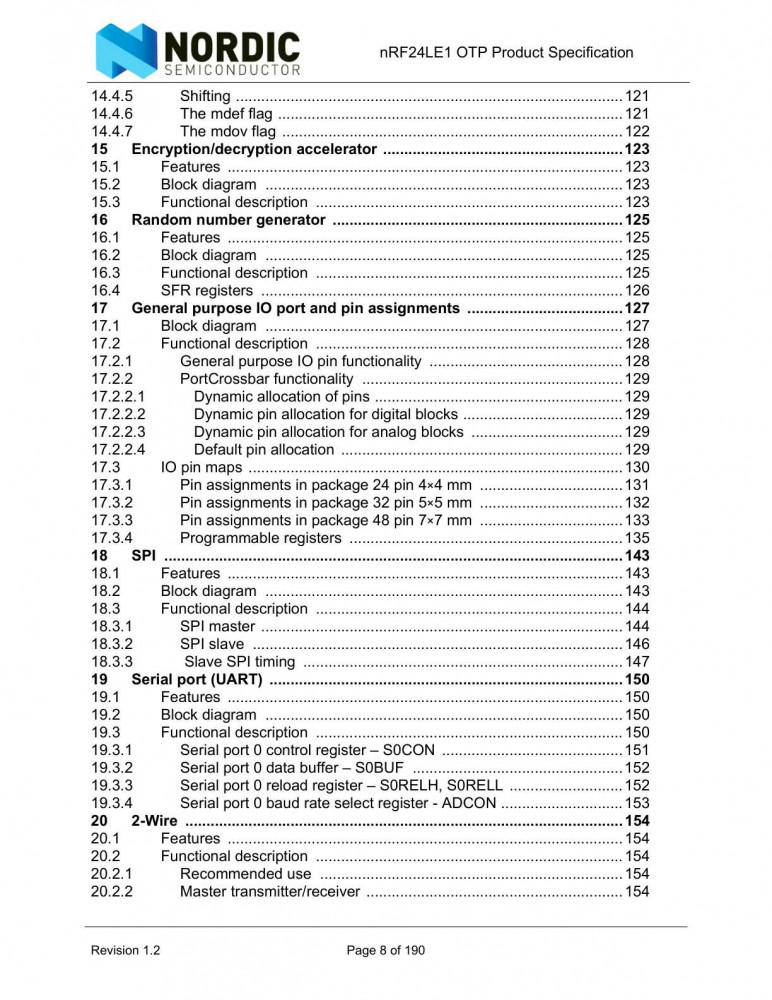 NRF24LE1 OTP specification page 8