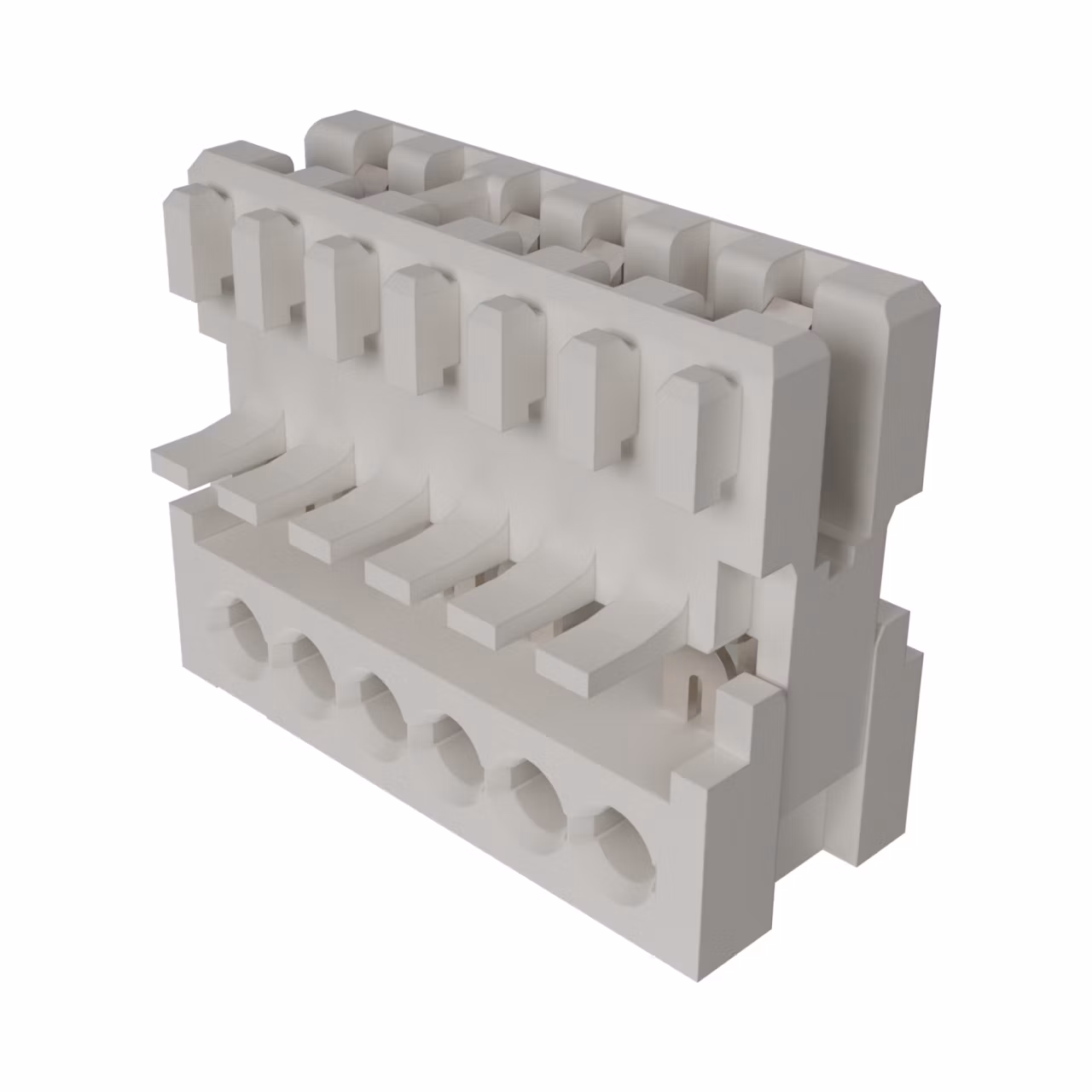 Appli-Mate RAST 2.5 Female Connector, 2.50mm Pitch, 6 Circuits, All Position Keys, Open Endwalls, Polarizing Rib Between Circuit 2 & 3, Voided Circuits 2 & 5 for sale