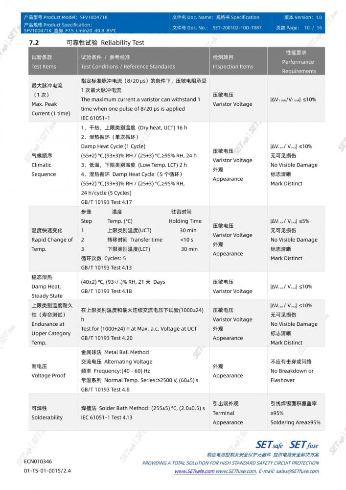 SET MOV specification page 10