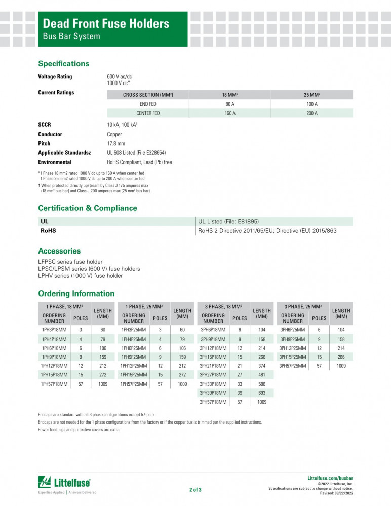 Littelfuse POWR busbar documentation page 2