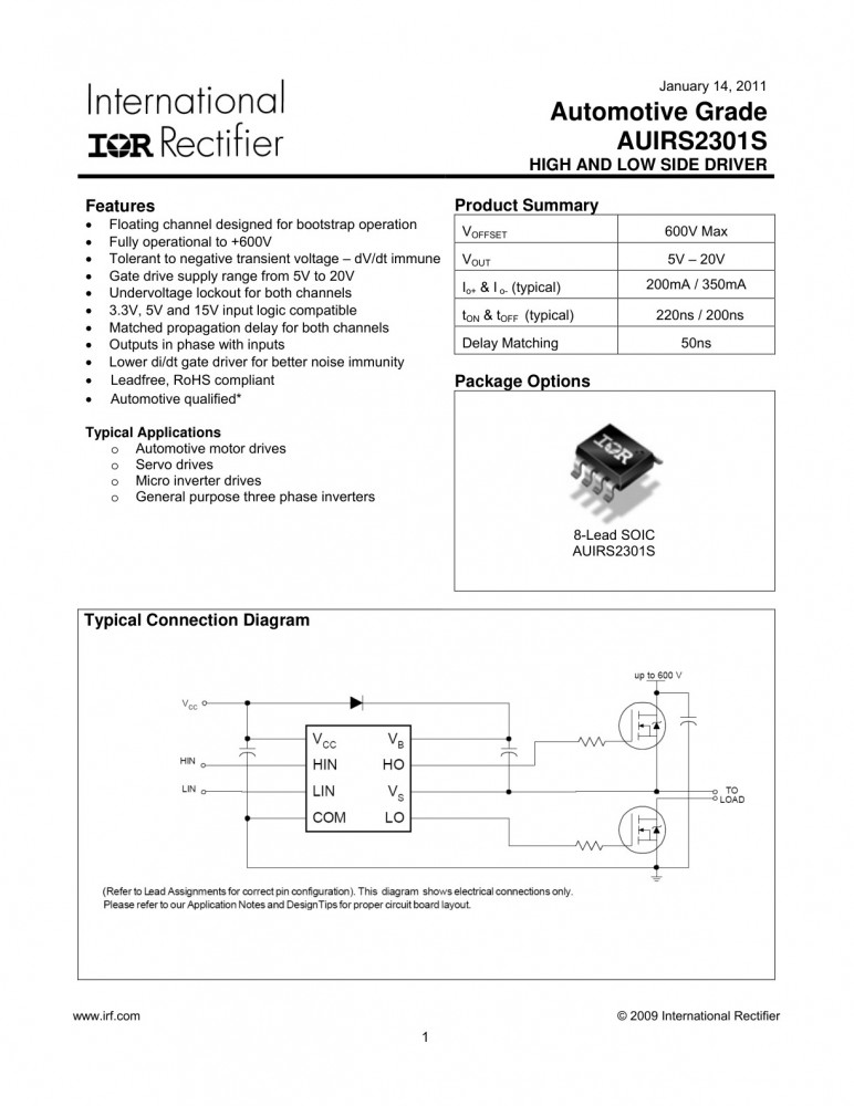 AUIRS2301STR datasheet page 1