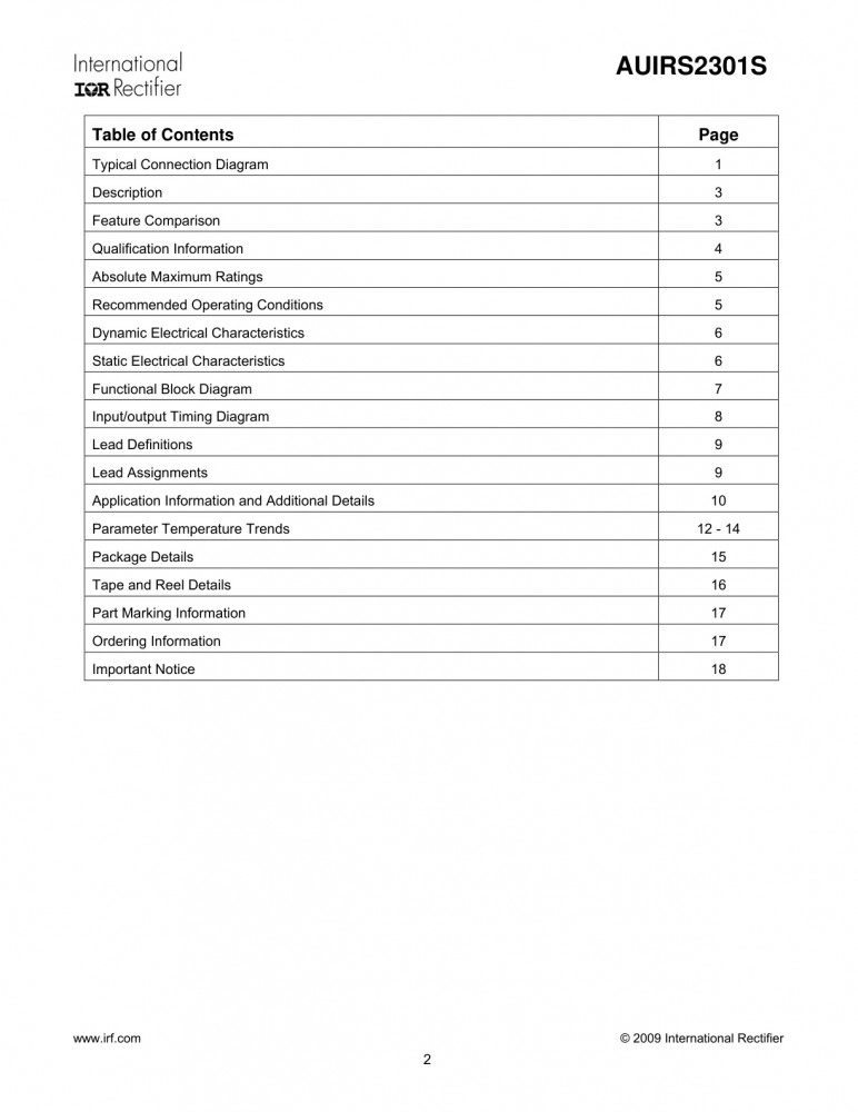 AUIRS2301STR datasheet page 2