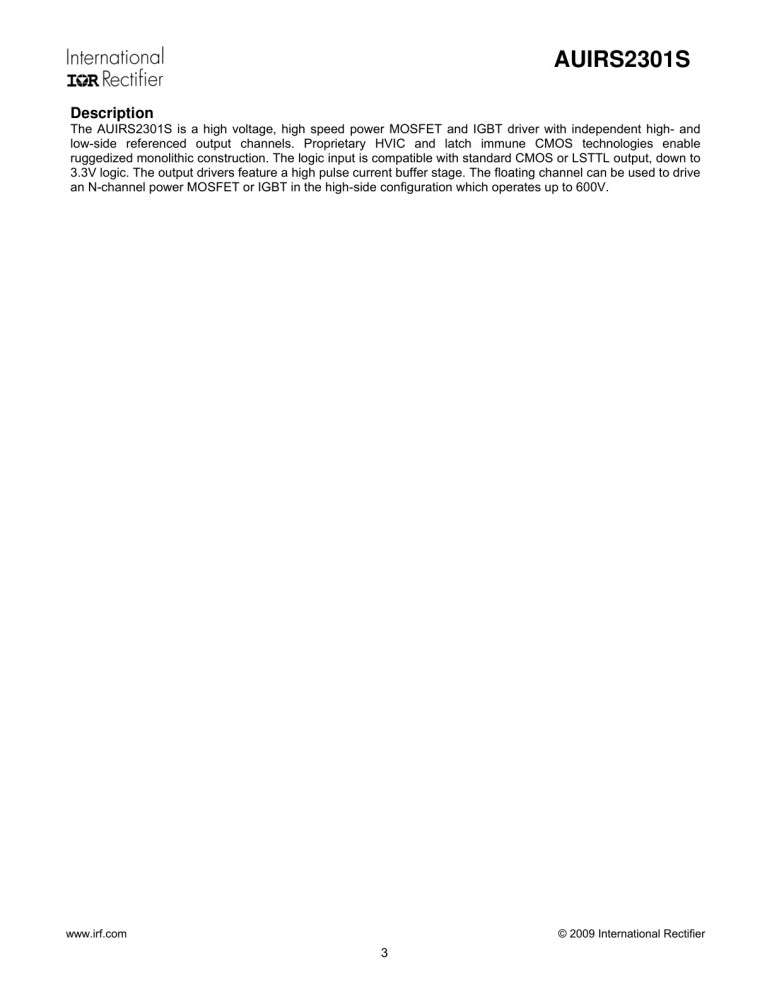 AUIRS2301STR datasheet page 3