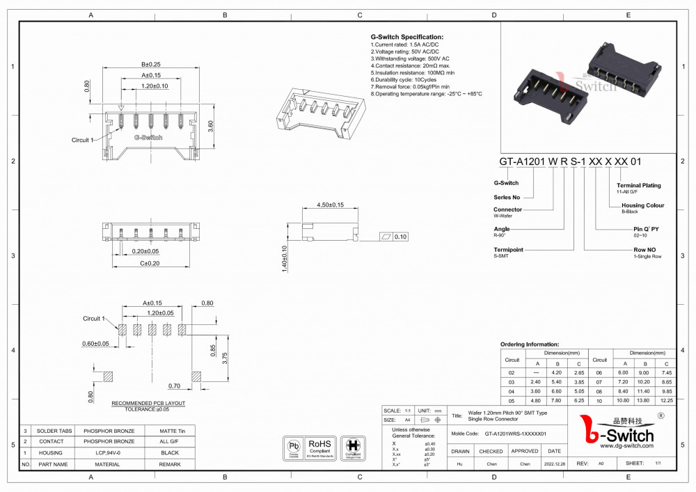 GT-A1201WRS-102B1101 technical drawing page