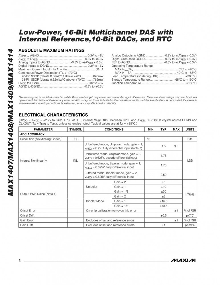 MAX1407 datasheet page 2