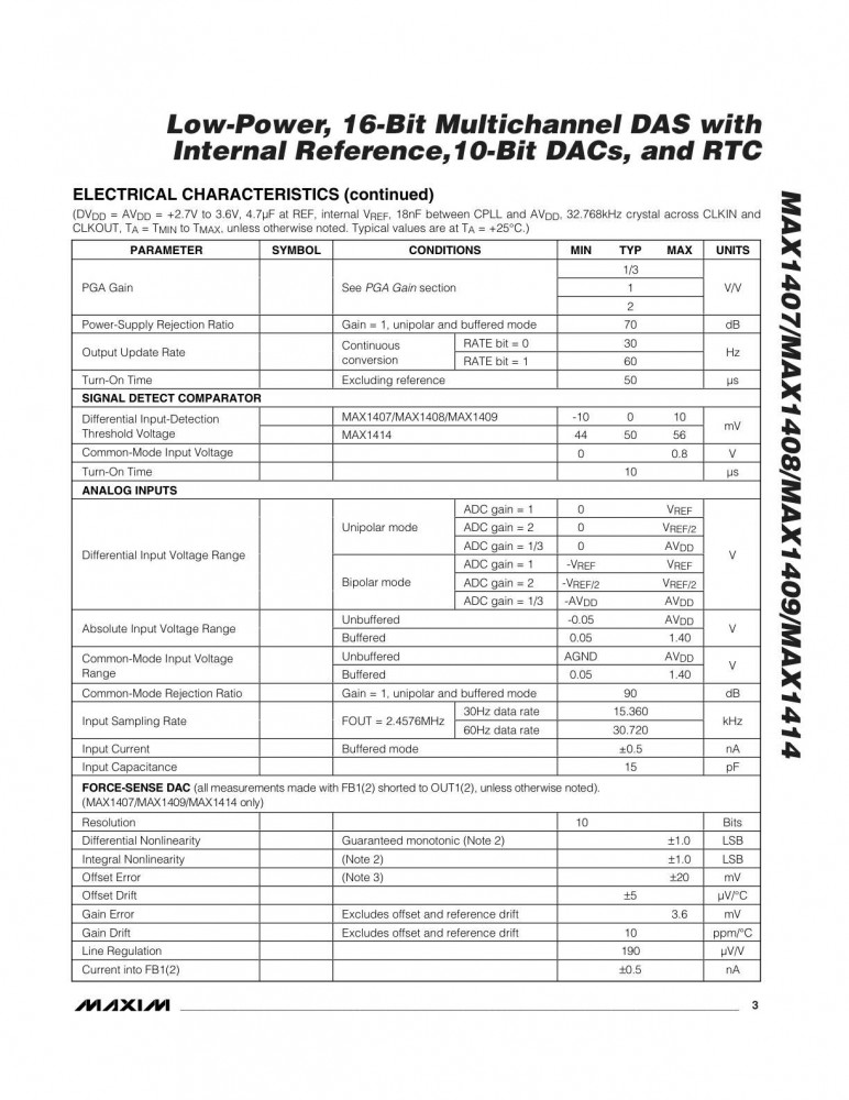 MAX1407 datasheet page 3