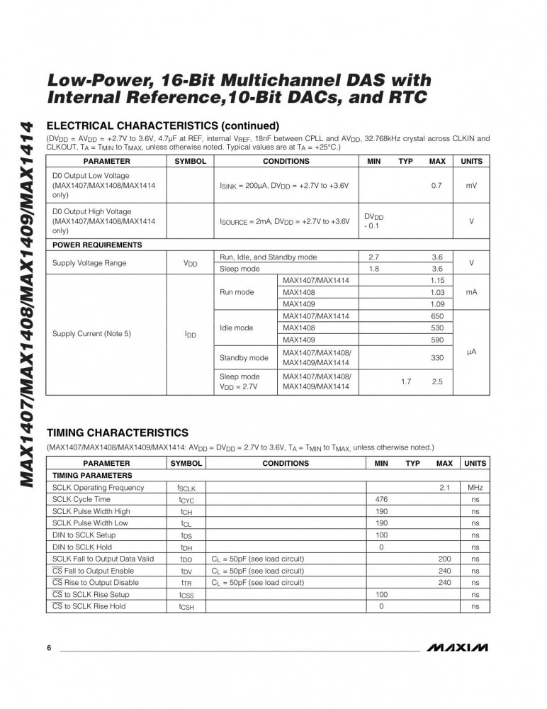 MAX1407 datasheet page 6