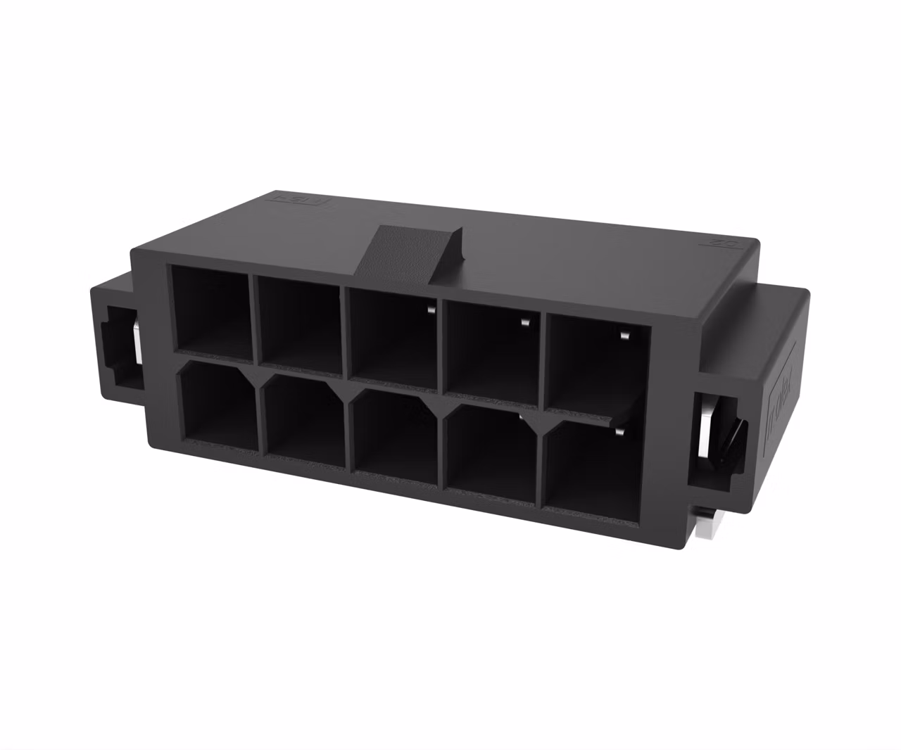Mini-Fit Max Right Angle Header, Dual Row, Surface Mount, 10 Circuits, Matte Tin (Sn) Plating, Black, Glow-Wire Capable, Tape and Reel for sale