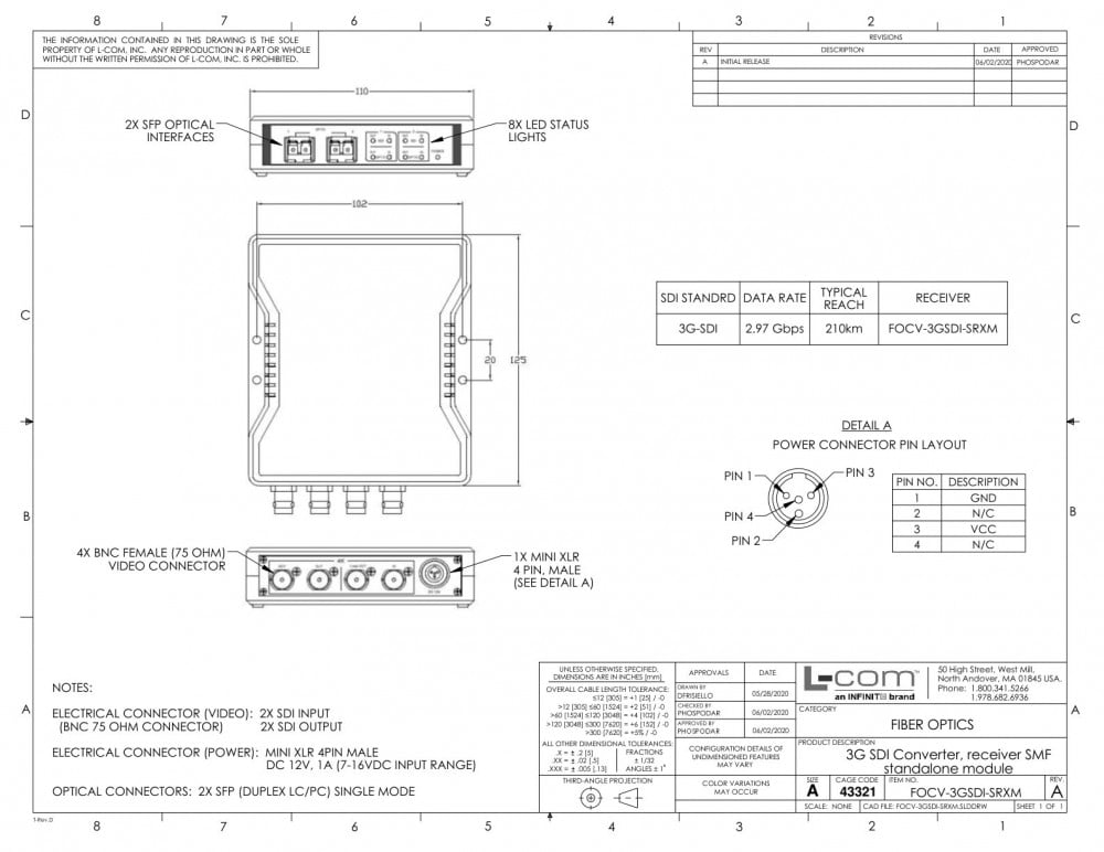 FOCV-3GSDI-SRXM technical drawing preview