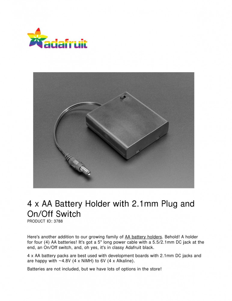 Adafruit 3788 technical document page 1