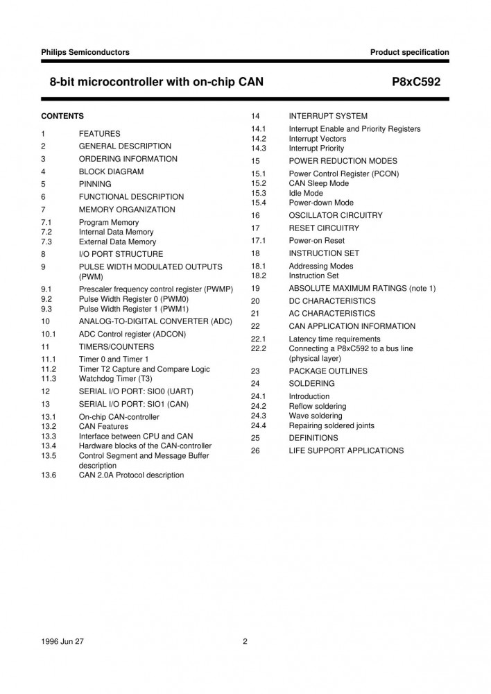 P80C592 datasheet page 2