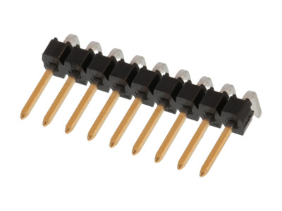 C-Grid III PCB Header, 2.54mm Pitch, Through Hole, Single Row, Right-Angle, 9 Circuits, 0.38µm Gold (Au) Plating for sale
