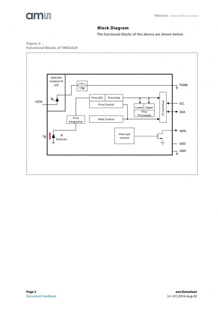 TMD26203 technical document page 2
