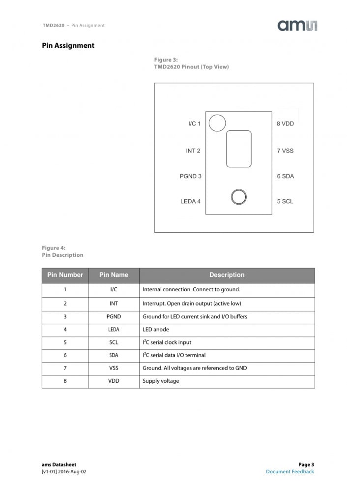 TMD26203 technical document page 3