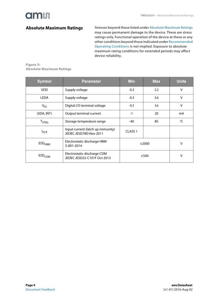 TMD26203 technical document page 4