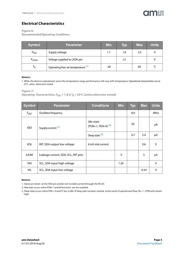 TMD26203 technical document page 5
