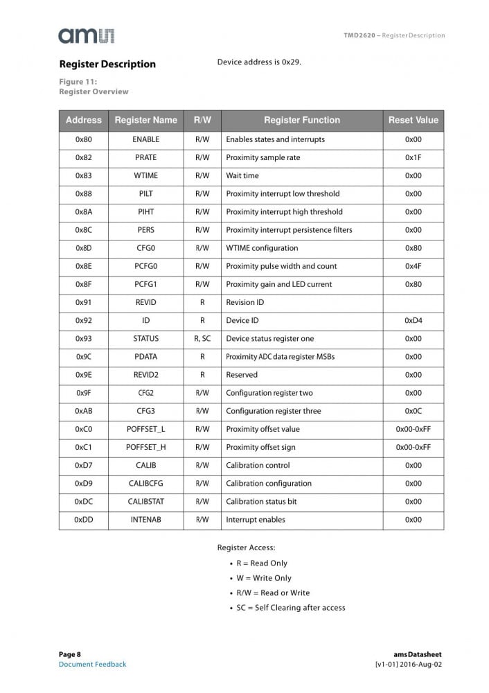 TMD26203 technical document page 8