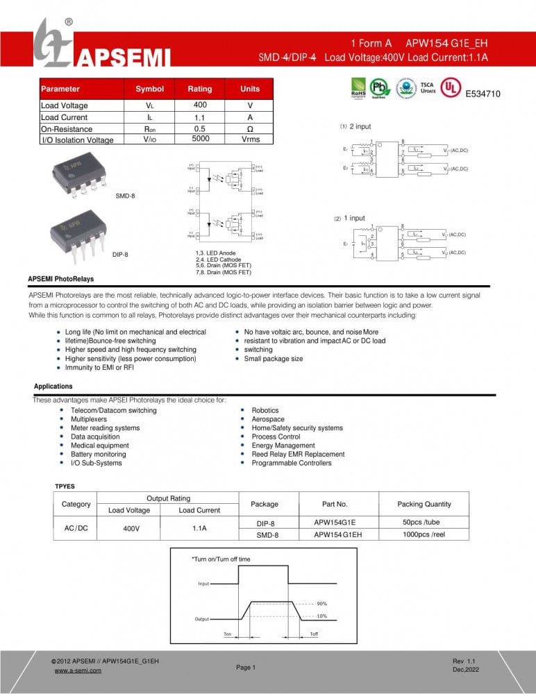 APW154G1EH datasheet page 1