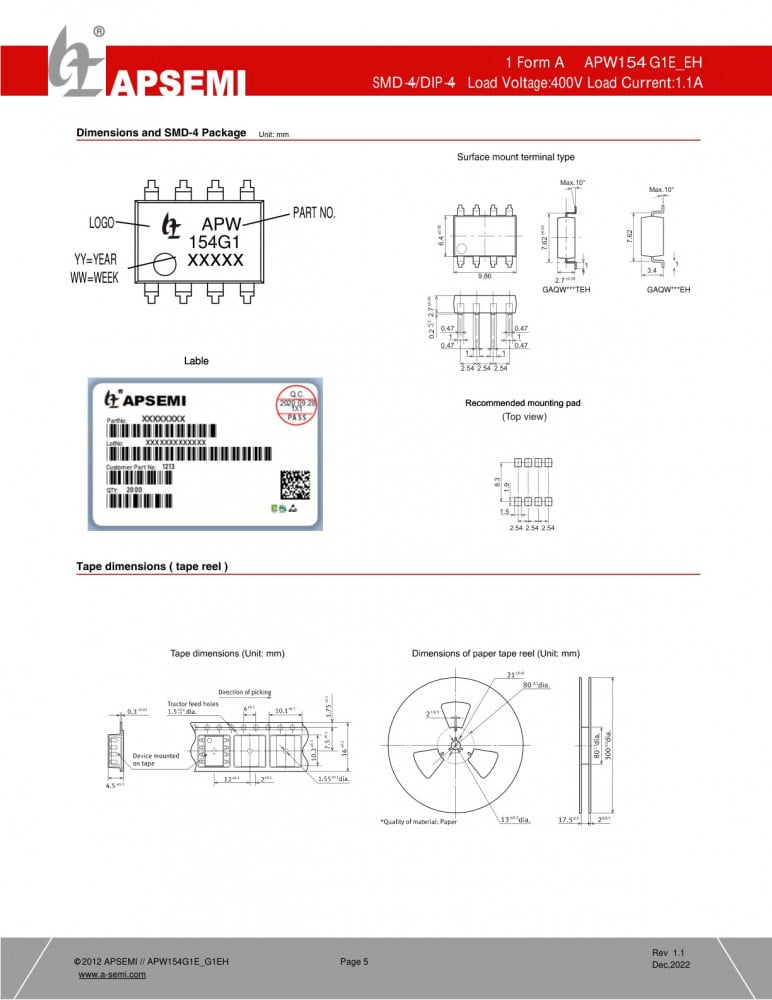 APW154G1EH datasheet page 5