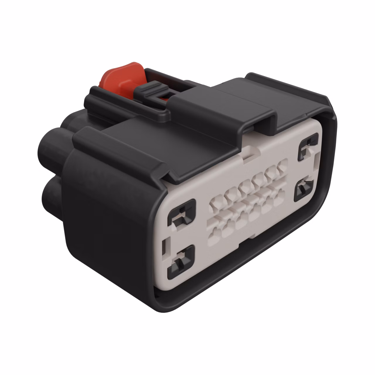 MX150 Hybrid Mat-Sealed Female Connector Assembly, Dual Row, 16 Circuits, Keying Option C, with Connector Position Assurance, Dark Gray for sale