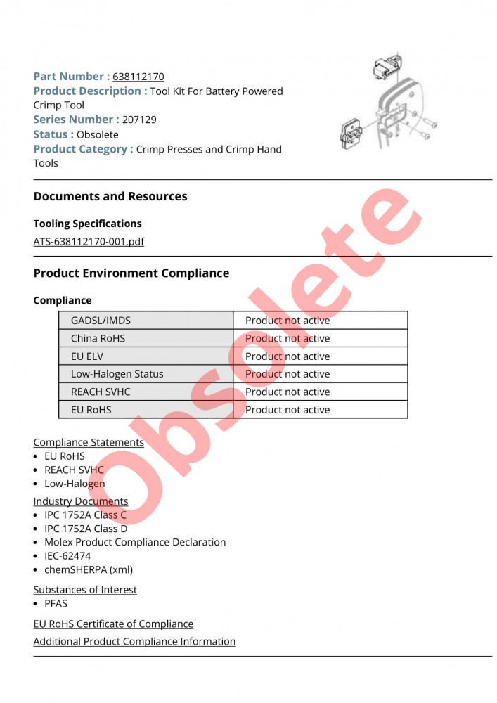 Tooling specification document preview, page 1