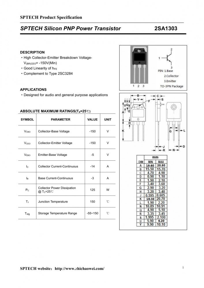 2SA1303 datasheet page 1