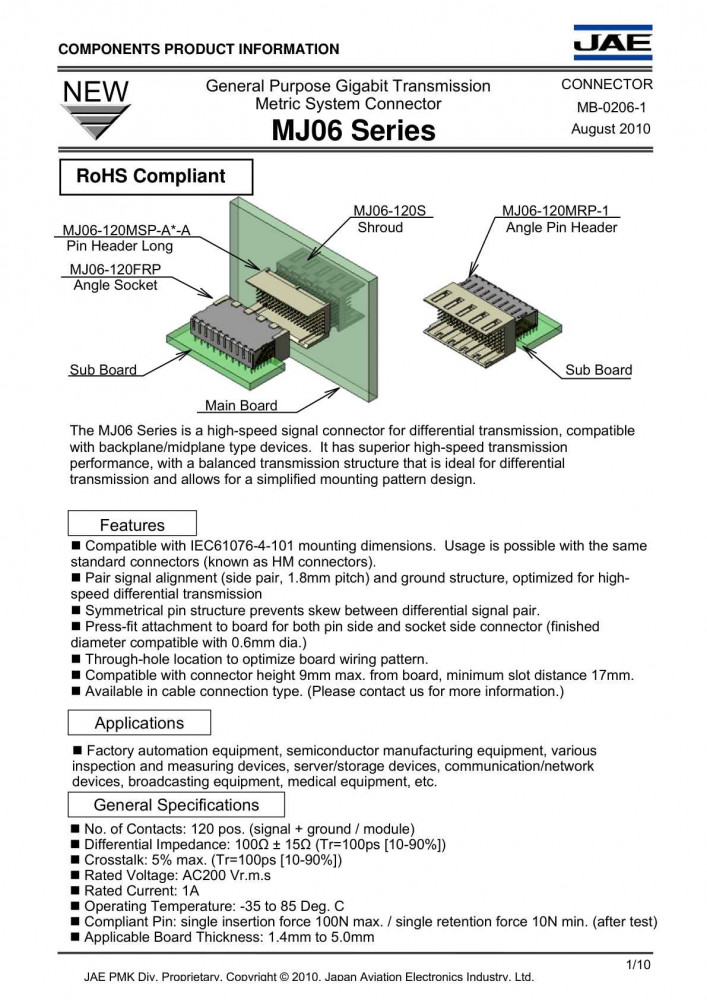 JAE MJ06 Series document page 1
