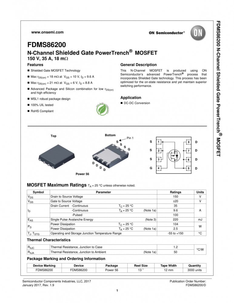 FDMS86200 datasheet page 2