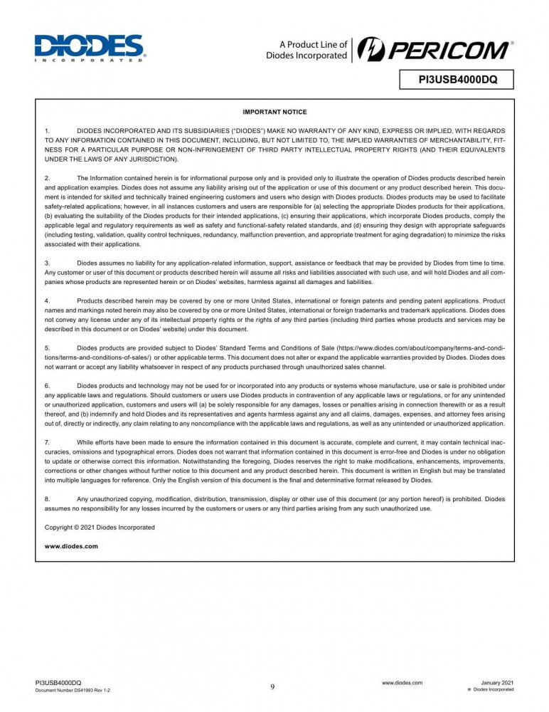 PI3USB4000DQ datasheet page 9